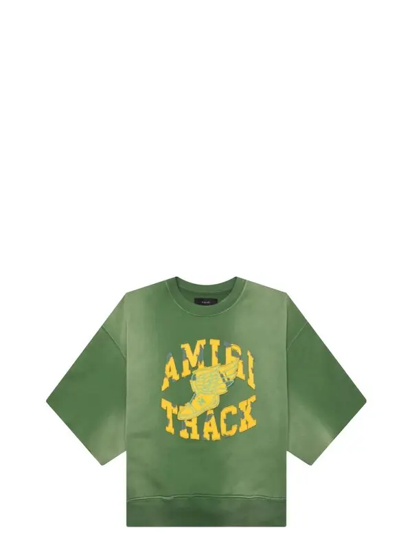 Amiri Logo Patch Short Sleeve Sweatshirt - Green