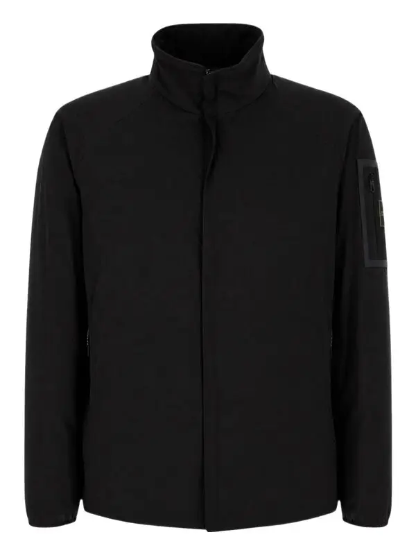 Hugo Boss High-neck Zip-up Casual Jacket With Letter Details - Black