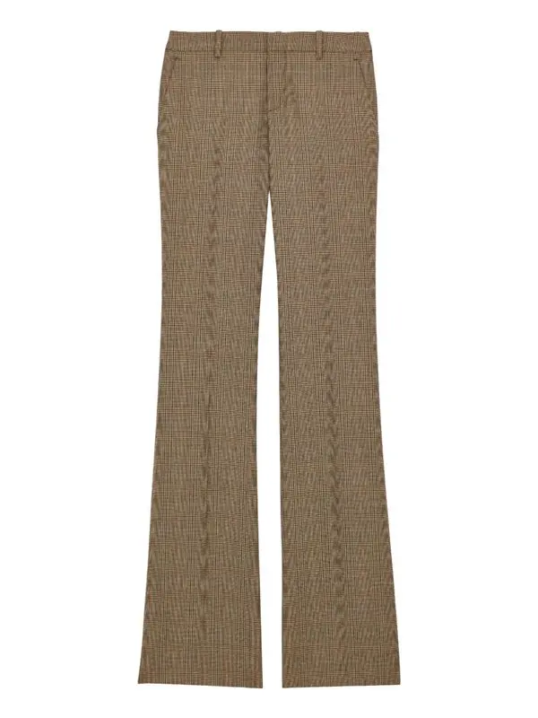 Saint Laurent Low-rise Flared Trousers With Center Creases - Brown