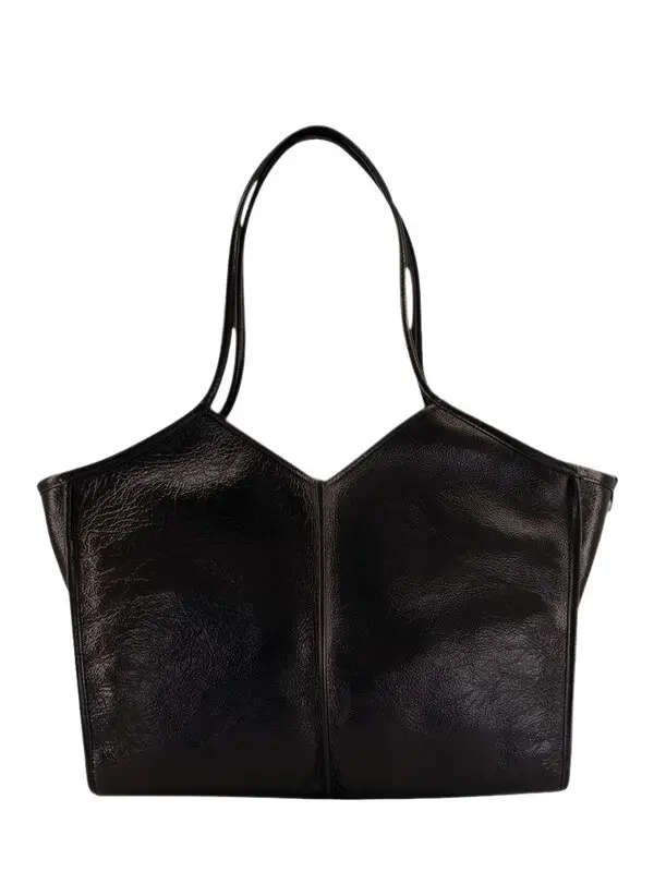 Hereu Medium Calella Distressed Leather Tote Bag - Black