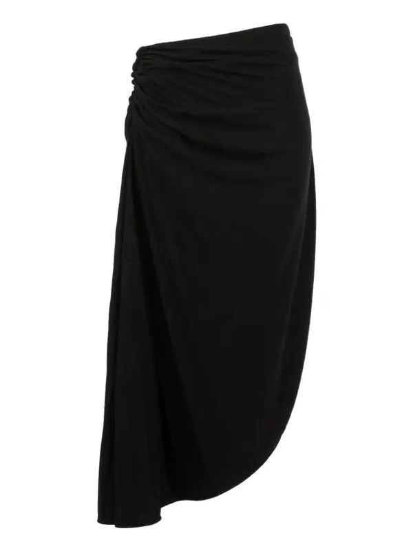 TWINSET Gathered Slit Midi Skirt - Black