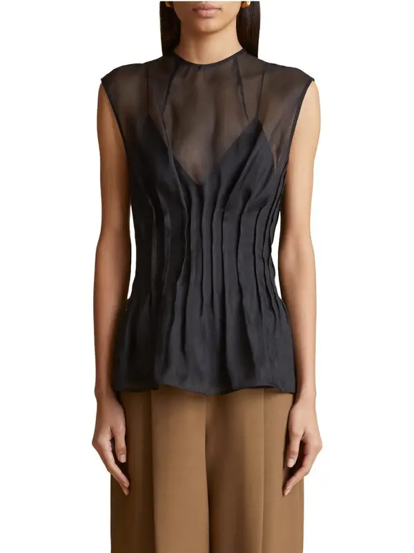 Khaite The Westin Sleeveless Silk Top - Brown