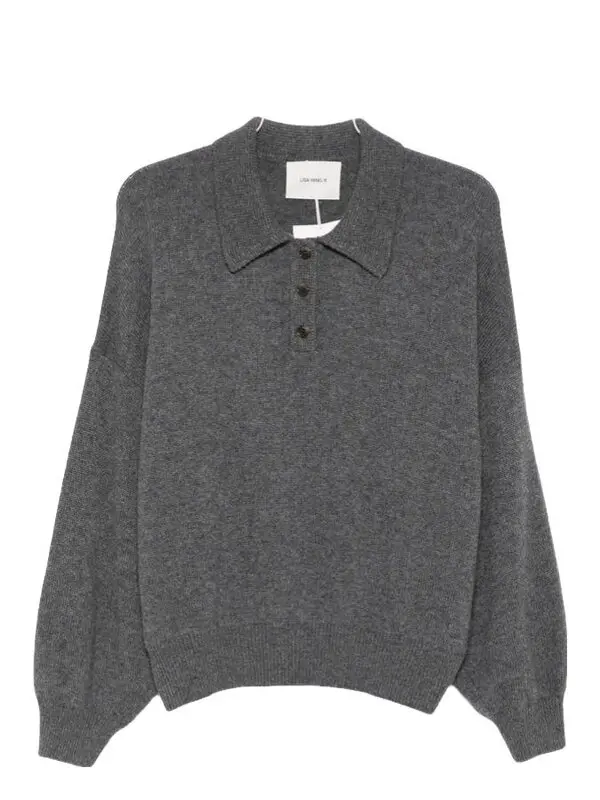 LISA YANG Long-sleeved Polo Sweater With Button Fastening - Graphite Grey
