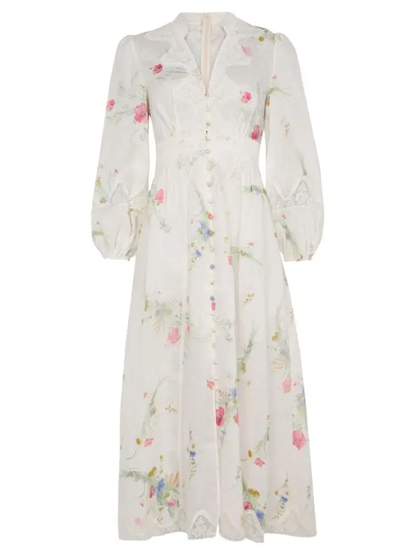 Zimmermann Lace Plunge Midi Dress - White