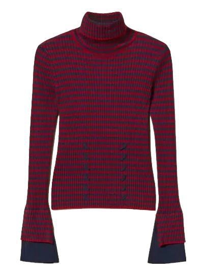 TWINSET Striped High-neck Pullover With Contrasting Cuffs - Red