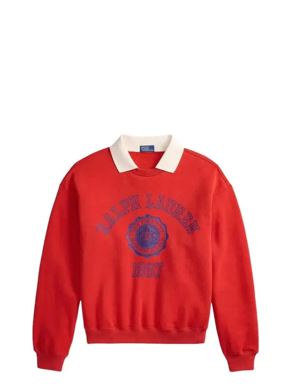 Polo Ralph Lauren Long Sleeve Sweatshirt With Collared Neckline And Ribbed Details - Red