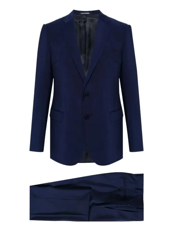 Emporio Armani Single-breasted Virgin Wool Suit - Black