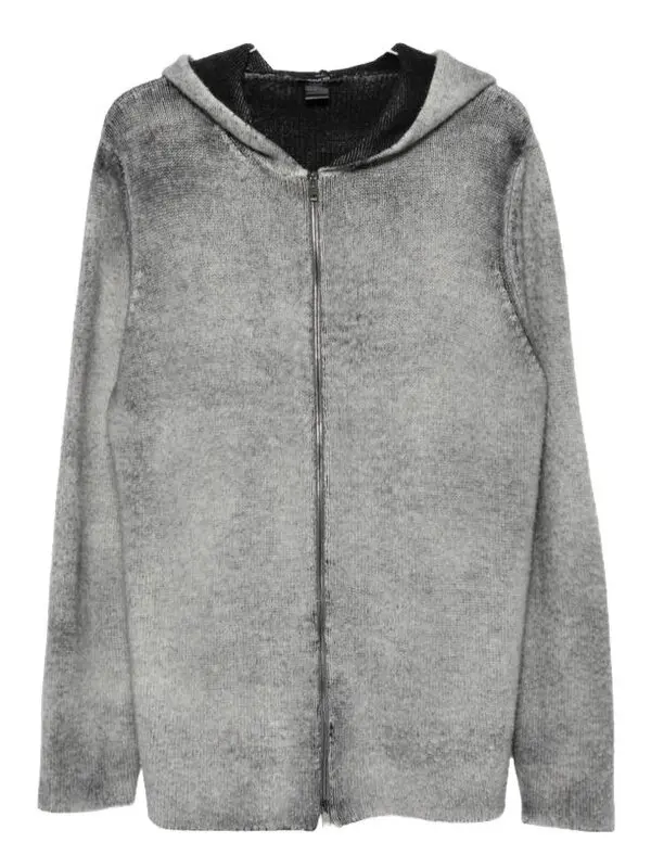 Avant Toi Long-sleeved Zip-up Hooded Cardigan - Grey