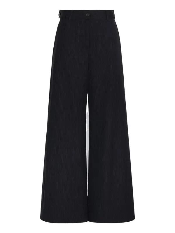 Max Mara Wool And Cotton Gabardine Wide-leg Trousers - Navy Blue