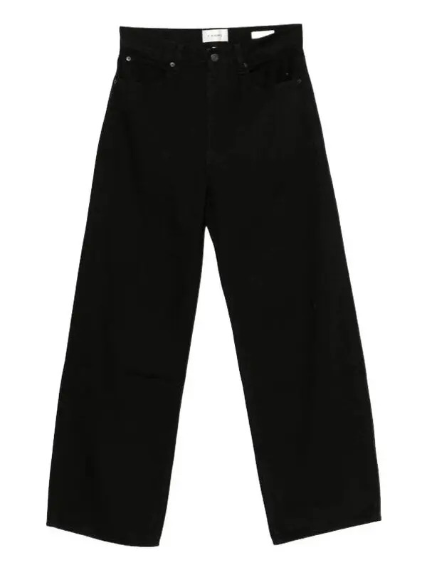 FRAME Wide-leg Jeans With Logo-engraved Hardware - Black
