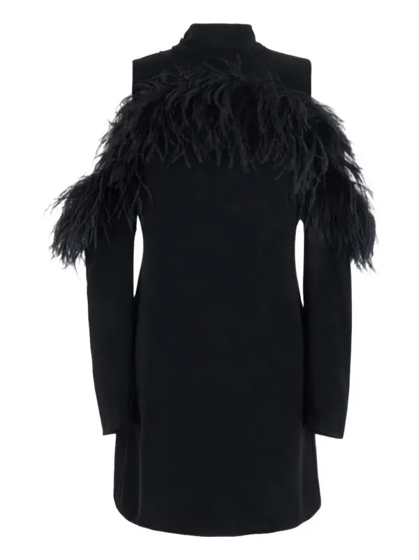 P.a.r.o.s.h Long Sleeve Dress With Feather Detail - Black