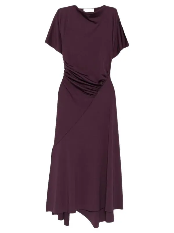 Victoria Beckham Blouson Midi Dress - Bordeaux
