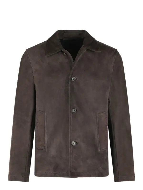 SALVATORE SANTORO Long-sleeve Jacket With Classic Collar And Button Closure - Brown