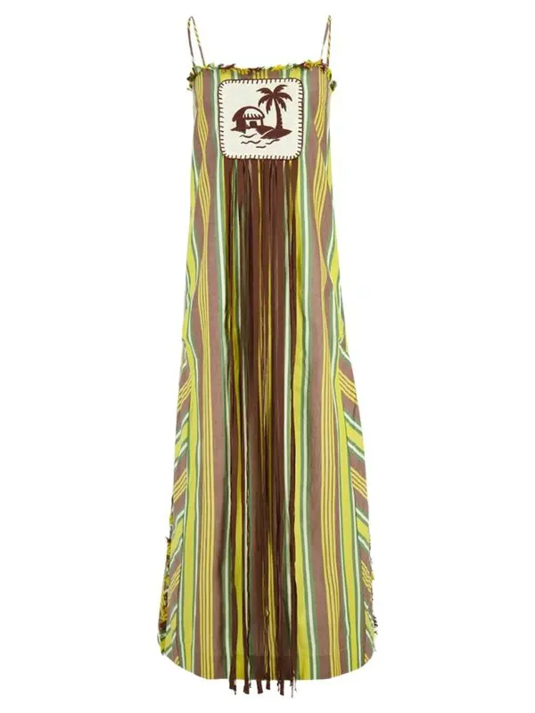 ALEMAIS Clover Maxi Dress With Striped Print - Brown