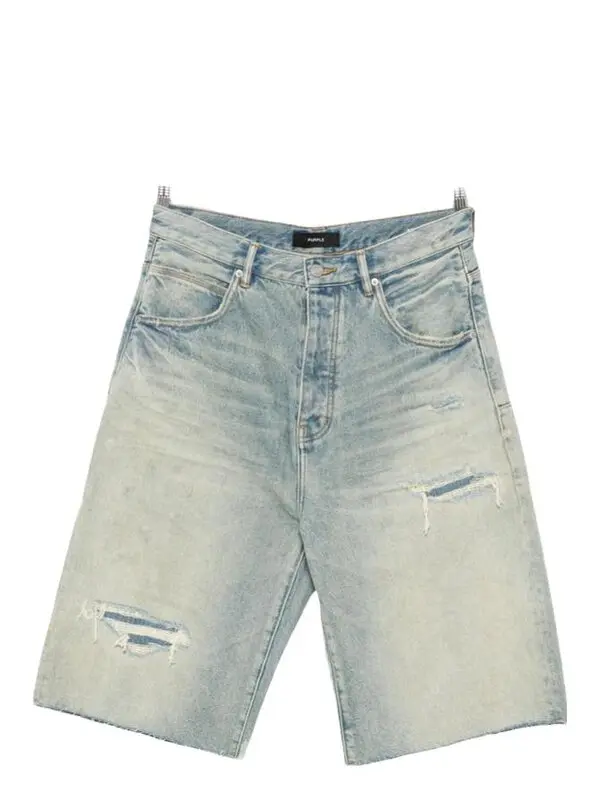 PURPLE BRAND Antique Tinted Distressed Denim Shorts - Blue