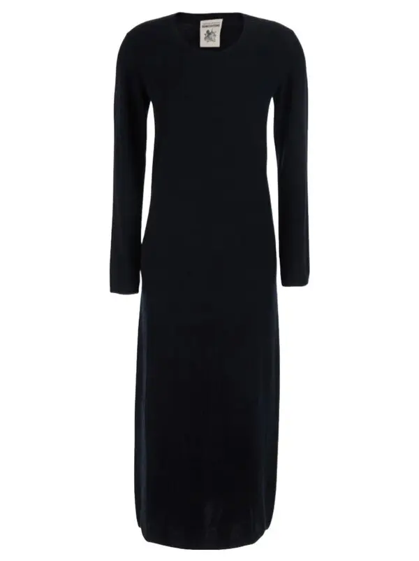 SEMICOUTURE Long Sleeve Round Neck Dress - Black