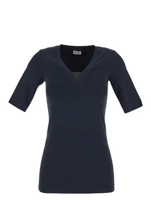 Brunello Cucinelli Monili-chain Cotton-blend T-shirt - Black