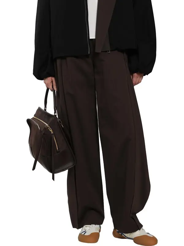 Loewe Cotton Silk Gabardine Wide-leg Trousers - Brown