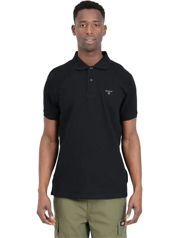 Barbour Logo-embroidered Cotton Polo Shirt - Black