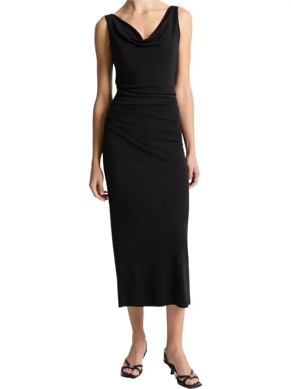 Vince Matte Jersey Cowl Neck Dress - Black