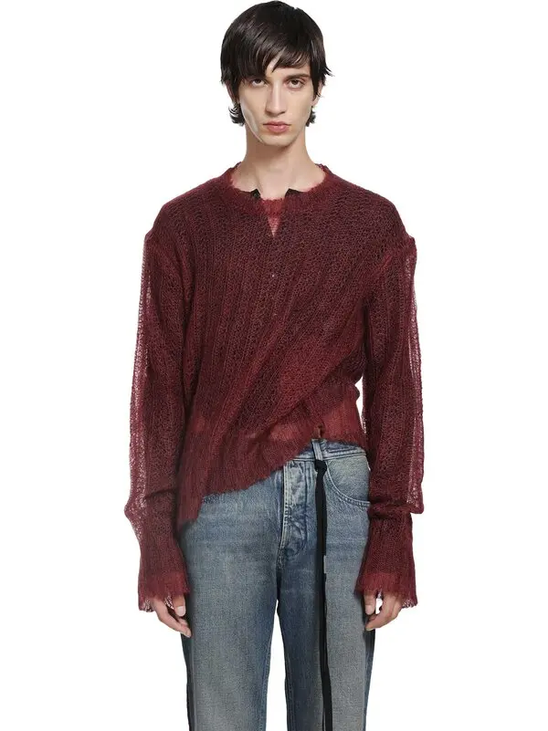 ANN DEMEULEMEESTER Levar Mohair Silk Knit Sweater - Red