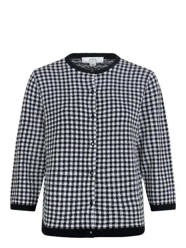Vince Checkered Long-sleeved Knitwear With Button Closure - Gray