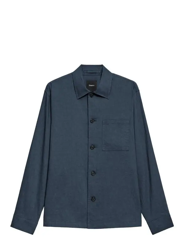 Theory Overshirt In Good Linen - Dark Blue Wing