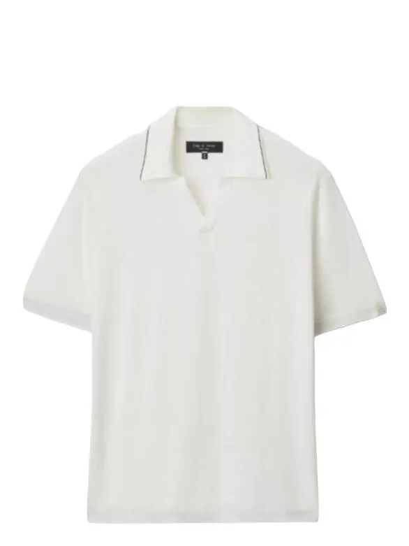 Rag & Bone Silk-cotton Blend Johnny-collar Polo Shirt - Chalk