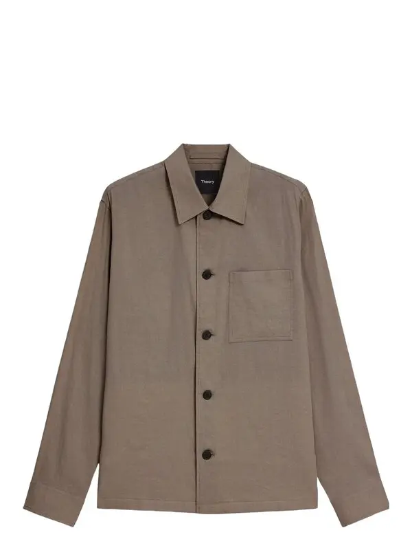 Theory Long-sleeve Shirt-style Jacket With Patch Pockets - Morel