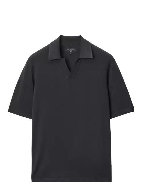 Rag & Bone Silk-cotton Blend Johnny-collar Polo Shirt - Black