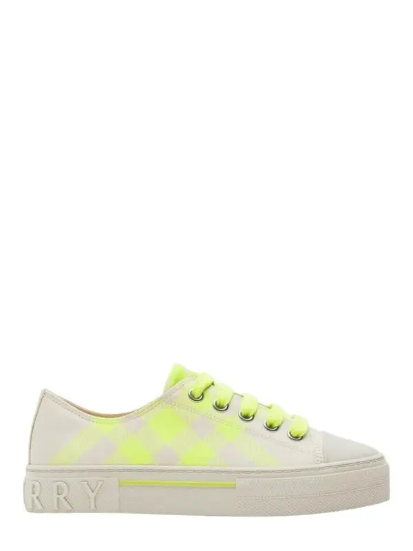Burberry Checked Canvas Lace-up Sneakers - White