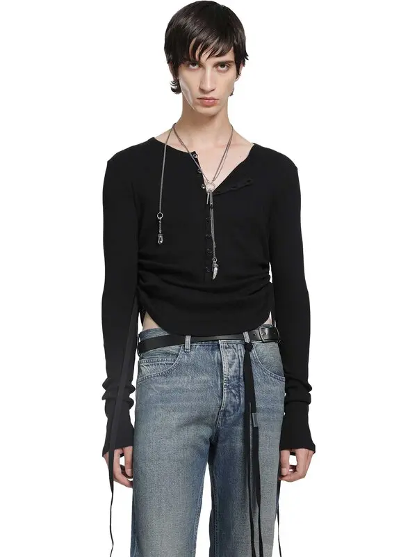 ANN DEMEULEMEESTER Hamar Wrinkled Serafino Top - Black