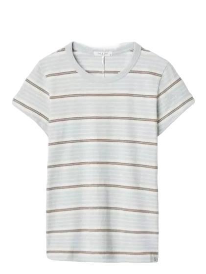 Rag & Bone Coarse-knit Striped T-shirt - Light Blue Multicolour
