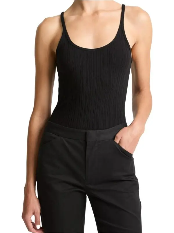 Vince Ribbed Cotton-blend Tank Top - Black