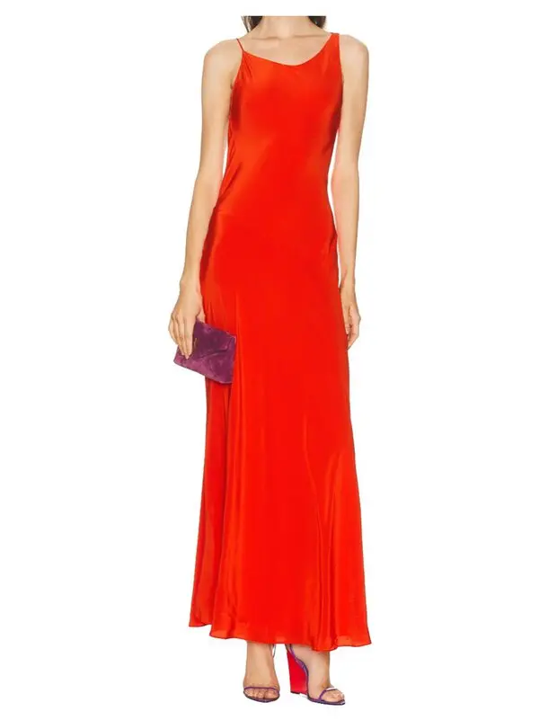 Staud Halterneck Cut Out Maxi Dress - Red Roses
