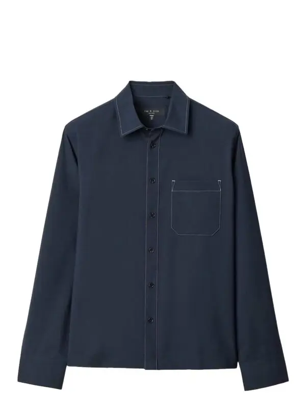 Rag & Bone Austin Tropical Wool Shirt - Navy Blue