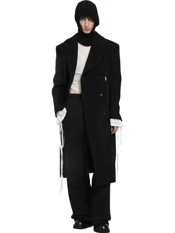 ANN DEMEULEMEESTER Double-breasted Beaver Wool Coat - Black
