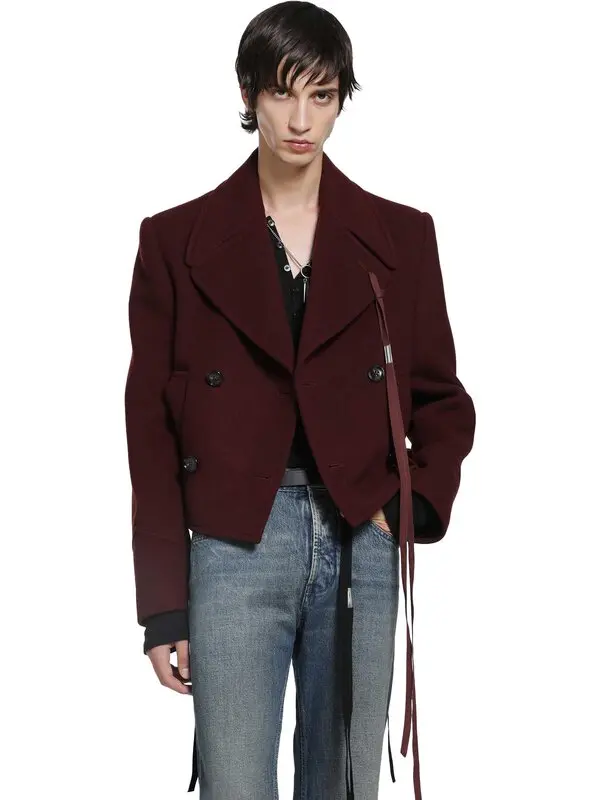 ANN DEMEULEMEESTER Dalmar Double-breasted Wool Cropped Caban Jacket - Red