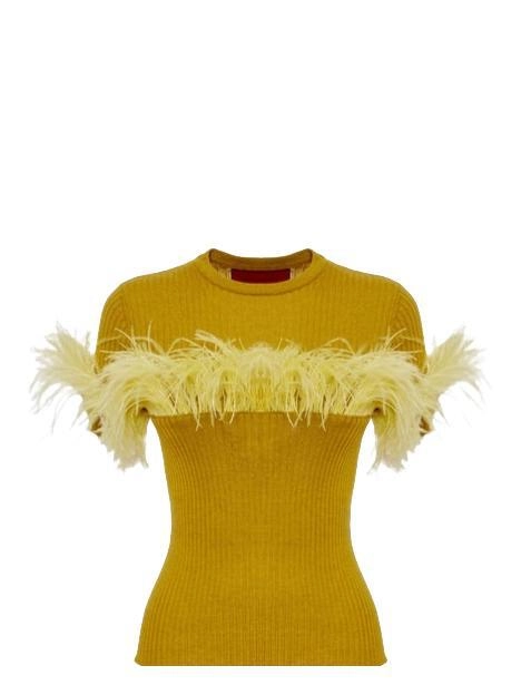 La DoubleJ Feather Embellished T-shirt - Brown