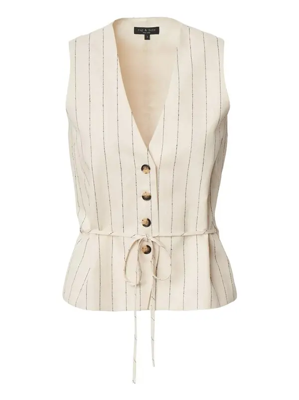 Rag & Bone Striped V-neck Waistcoat - White