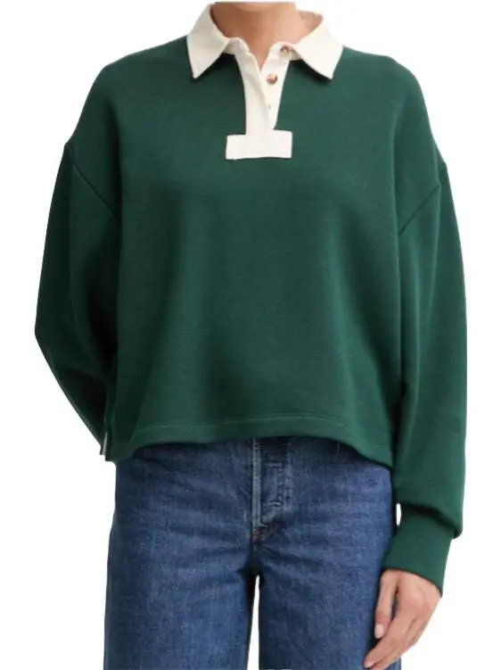 Rag & Bone Long Sleeve Sweatshirt With Button-down Collar - Green
