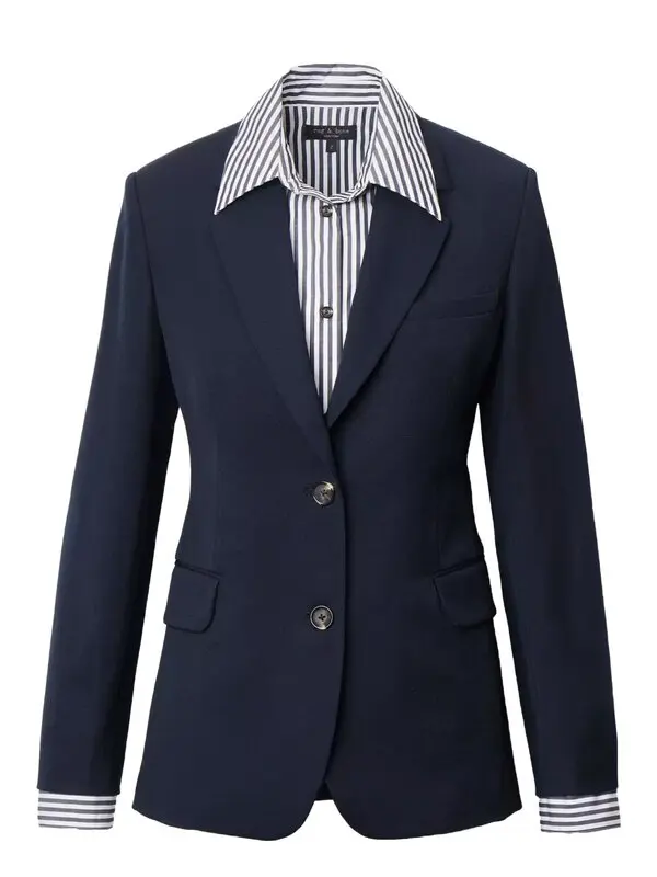 Rag & Bone Single-breasted Suit Jacket With Striped Shirt Lining - Black