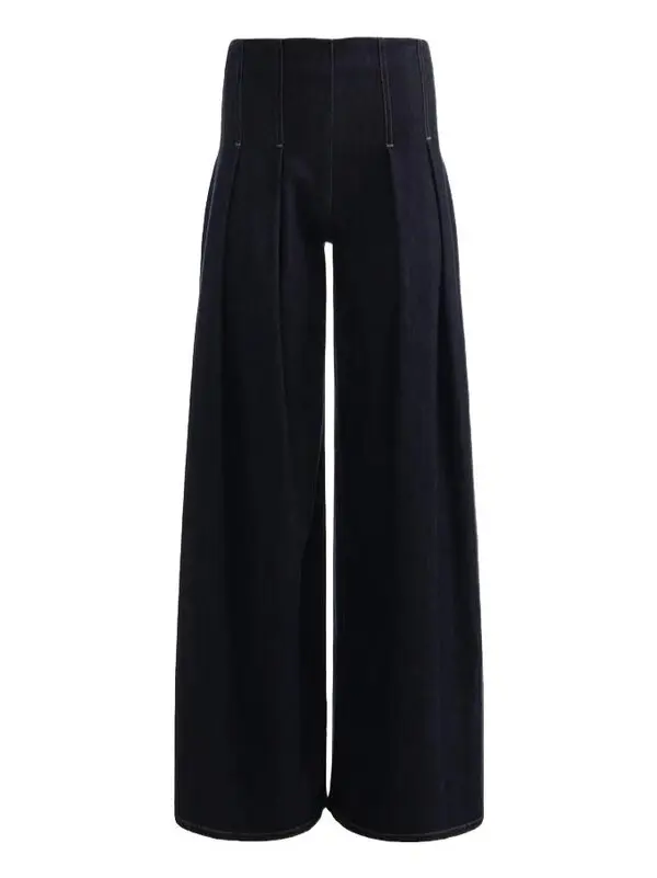 ALICEOLIVIA Wide-leg Pleated Jeans - Black