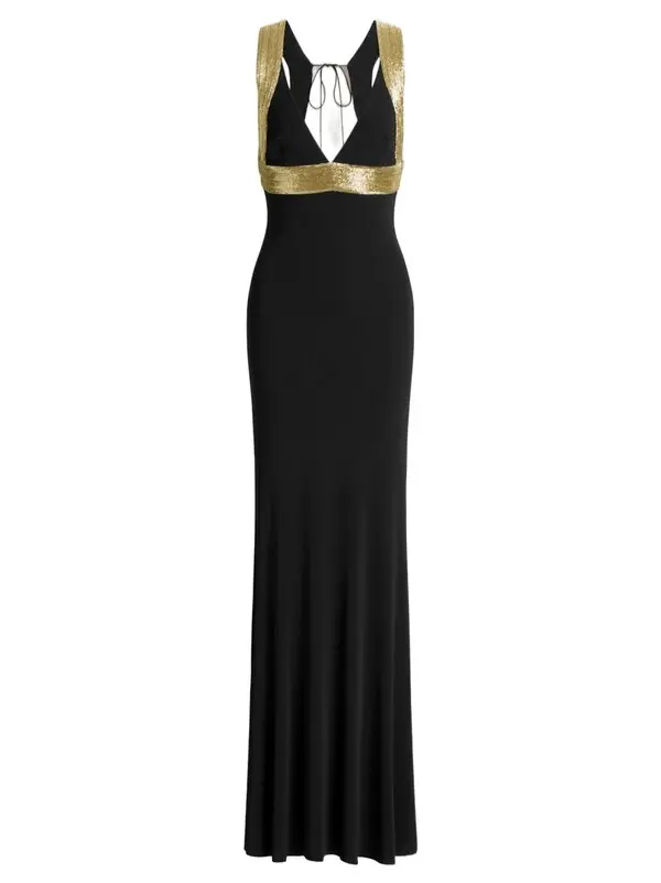Alberta Ferretti Fitted Embellished Maxi Dress - Black