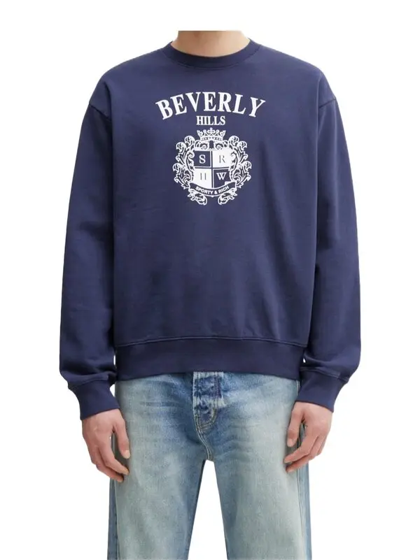 SPORTY  RICH Long-sleeved Sweatshirt - Navy Blue