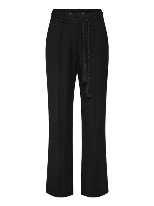 Posse Straight Leg Tailored Trousers With Belt Detail - Black
