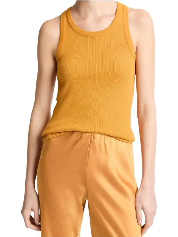 Vince Ribbed Knit Tank Top - Orange