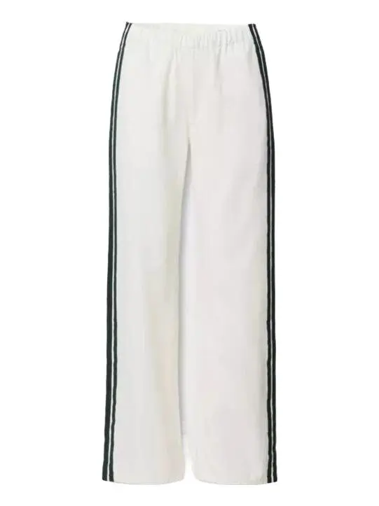 Rag & Bone Featherweight Denim Mid-rise Pants With Grosgrain Stripes - White