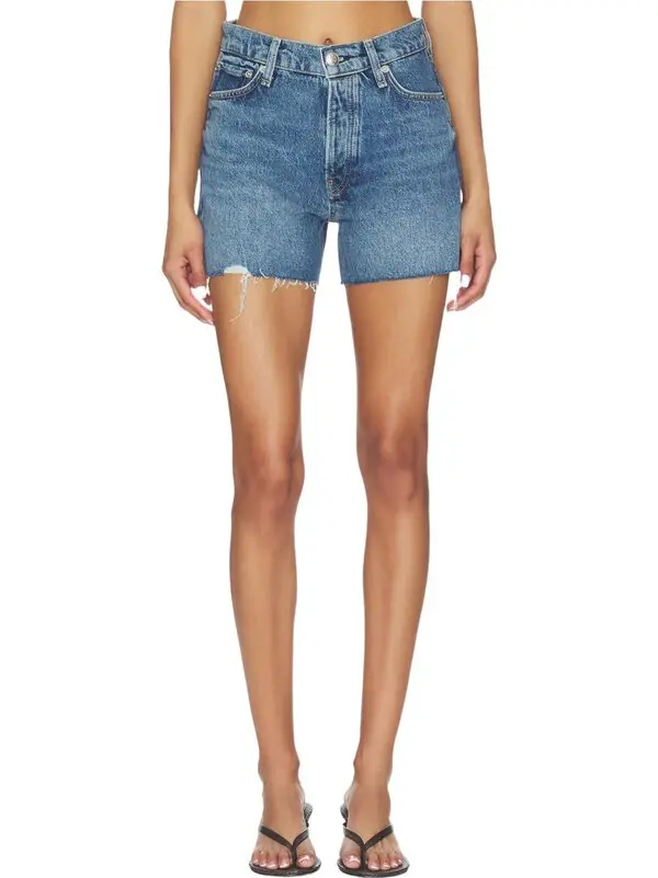 Rag & Bone Frayed Denim Shorts - Blue