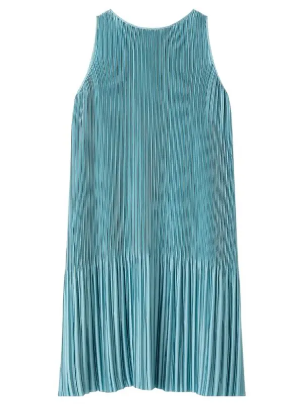 JOSEPH Rida Pleated Satin Dress - Chambray